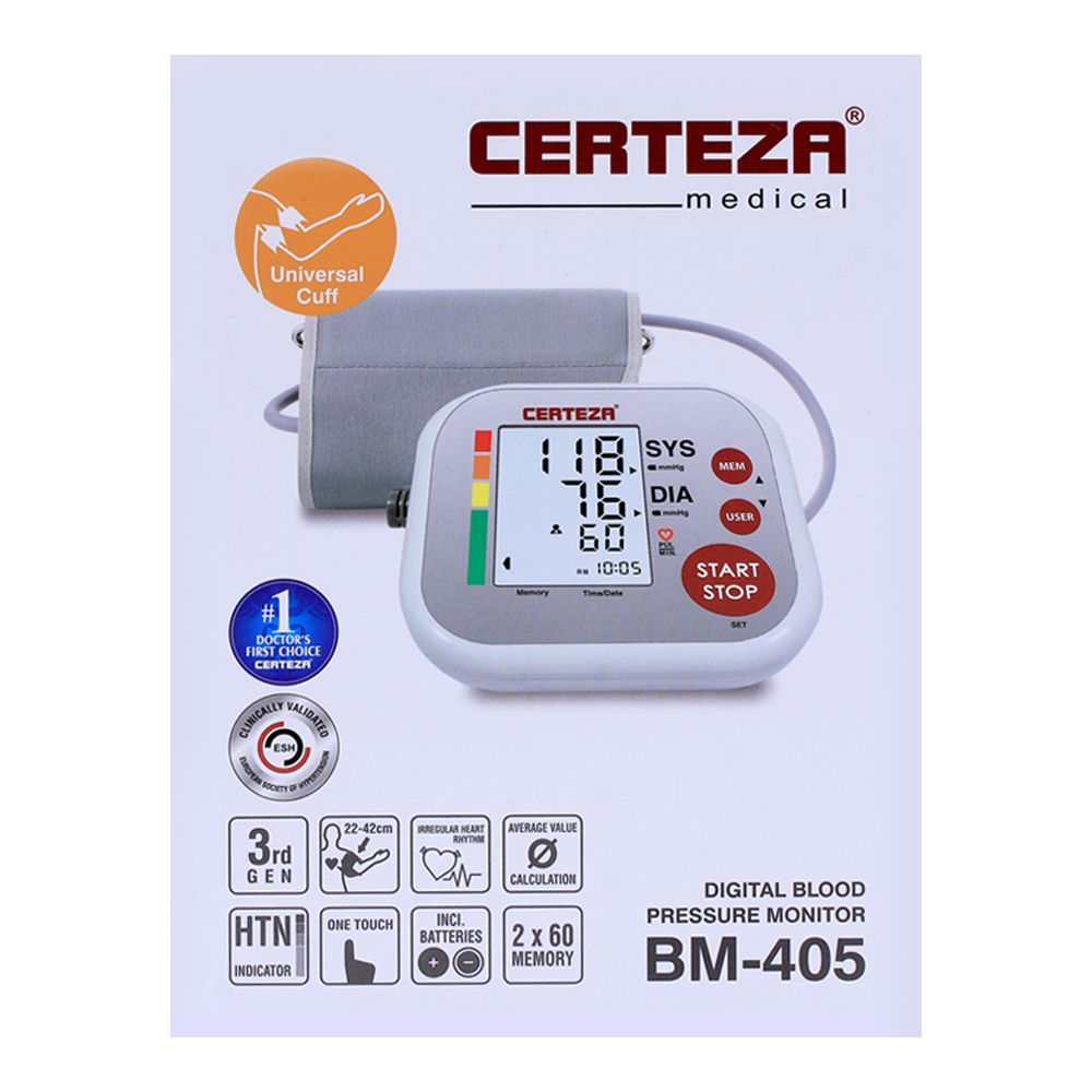 Certeza BM 405 Digital Blood Pressure Monitor – BRIGHT WAY - 1st Online Medical & Dental Platform