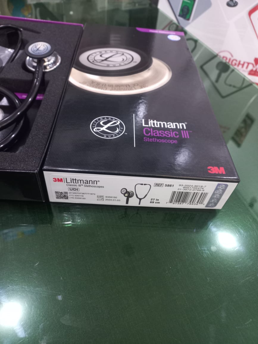 3M™ Littmann® Classic III™ Stethoscope - 5861 - Black Tube Champagne B ...
