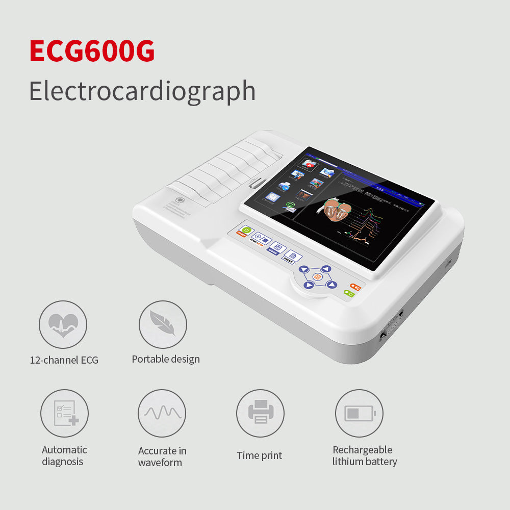CONTEC ECG600G 12-Lead 6-Channel Digital Cardiology EKG ECG Machine ...