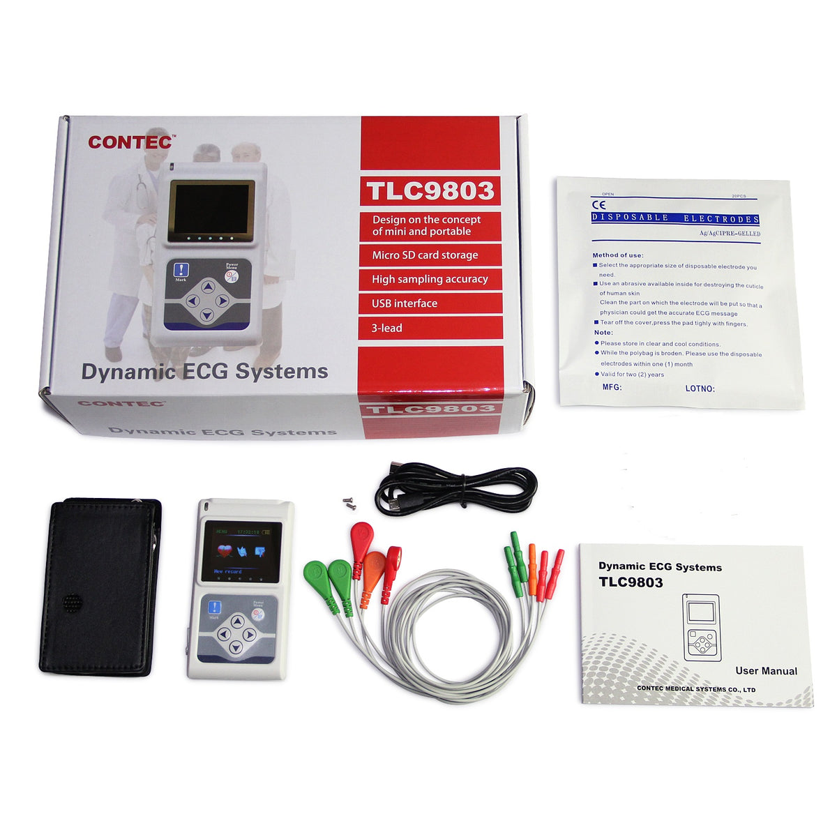 CONTEC NEW ECG Holter 3 Channel 24H Recorder Analyzer TLC9803 – BRIGHT ...