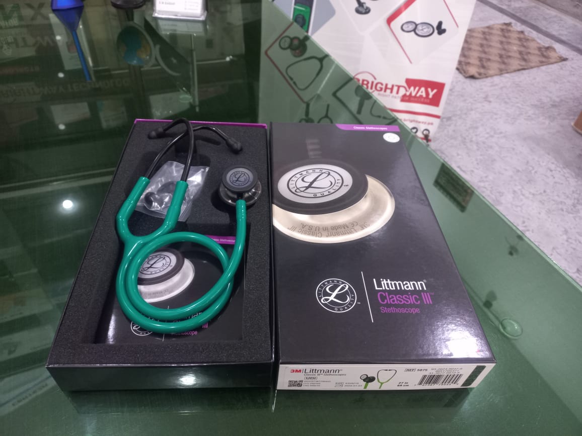 3M™ Littmann® Classic III™ Stethoscope - 5875 - Green Tube Black Finis ...