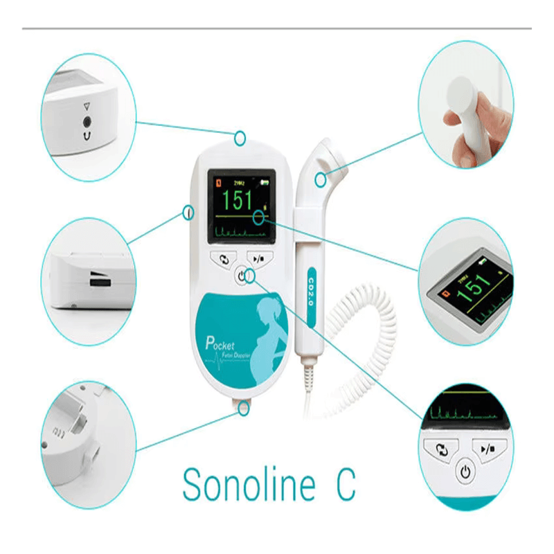 CONTEC Handheld Pocket Fetal Doppler LCD (3MHz & 8MHz) - Fetal and Vas ...